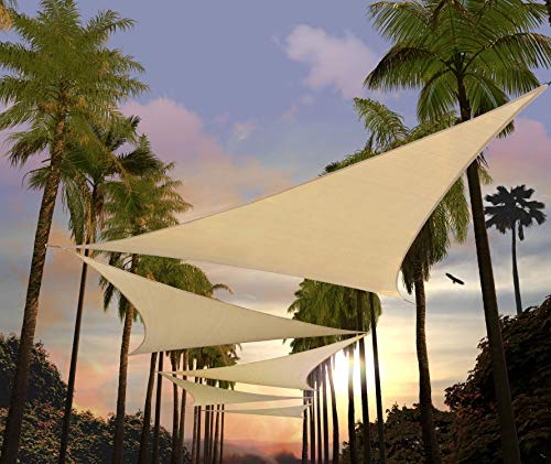Amgo 8' x 8' x 8' Beige Triangle Sun Shade Sail Canopy Awning Shelter Fabric ATNAPT8 - UV Block UV Resistant Heavy Duty Commercial Grade - Outdoor Patio Carport - (We Customize)