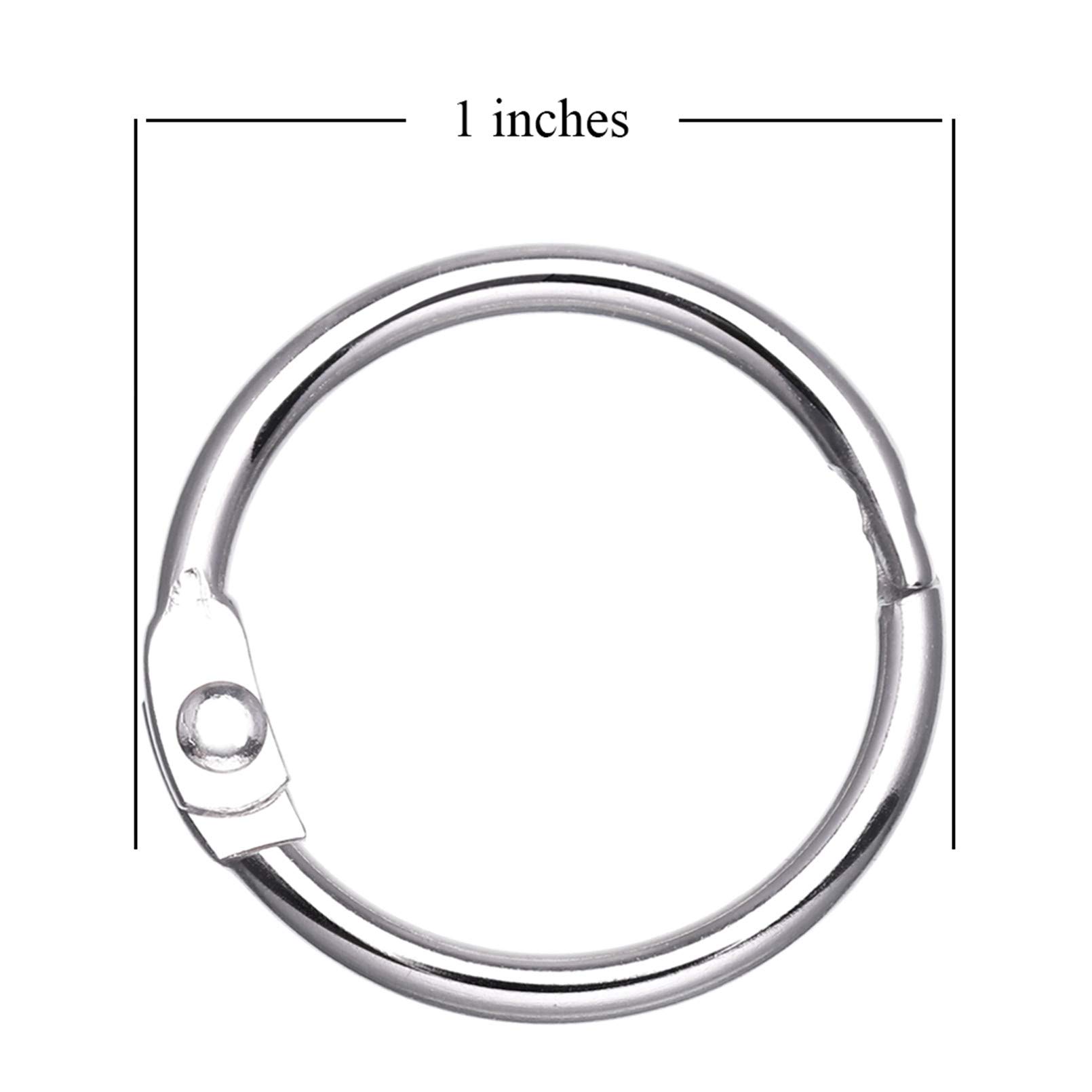Antner 100 Pieces Loose Leaf Binder Rings, 1" Diameter, Nickel Plated Metal Office Book Rings Key Rings