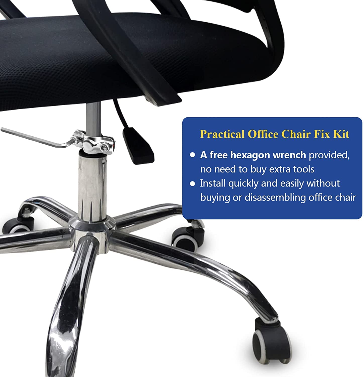 Fix Sinking Office Chair, Office Chair Cylinder Replacement Adjustable Height Office Chair Saver Gas Alternatives for Stop Sinking, Sinking Office Chair Repair Kit Includes Free Allen Wrench 2 Pack