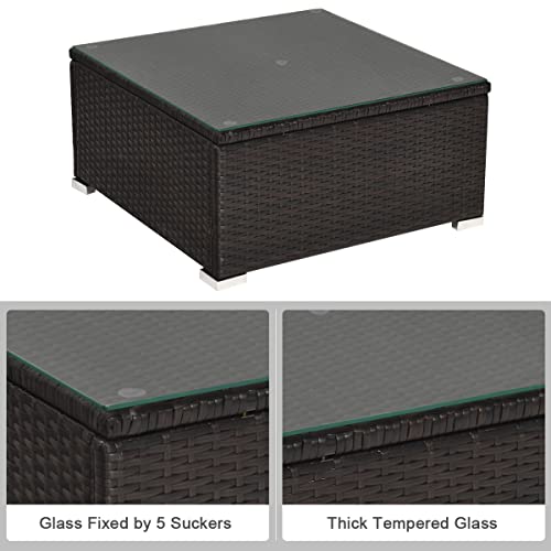 HAPPYGRILL 6 Pieces Patio Conversation Set Outdoor Wicker Furniture Set Rattan Sofa Set with Seat & Back Cushions Coffee Table for Patio Garden Lawn Poolside Backyard