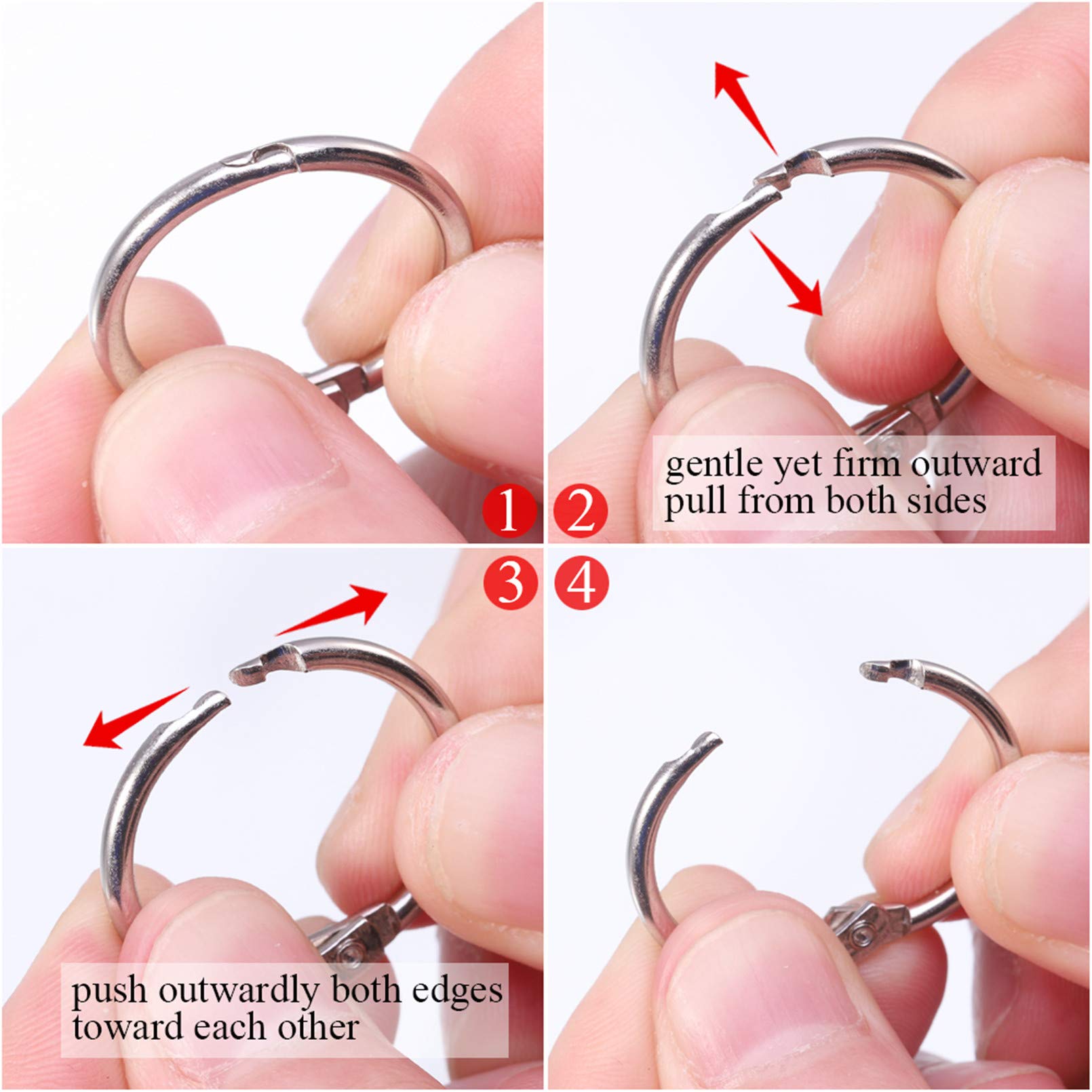 Antner 100 Pieces Loose Leaf Binder Rings, 1" Diameter, Nickel Plated Metal Office Book Rings Key Rings