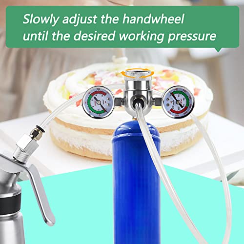 Improved Whipped Cream Pressure Regulator Valve with Upgraded Adapter & Hose Line, Pressure Regulating Valve for Whipped Cream Chargers 0.95 Liter 580g Tank (Valve -1)