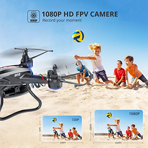 Holy Stone F181W 1080P FPV Drone with HD Camera for Adult Kid Beginner, RC Quadcopter with Carrying Case, Voice Control, Gesture Control, Wide Angle Live Video, Altitude Hold, 2 Batteries, Easy to Fly