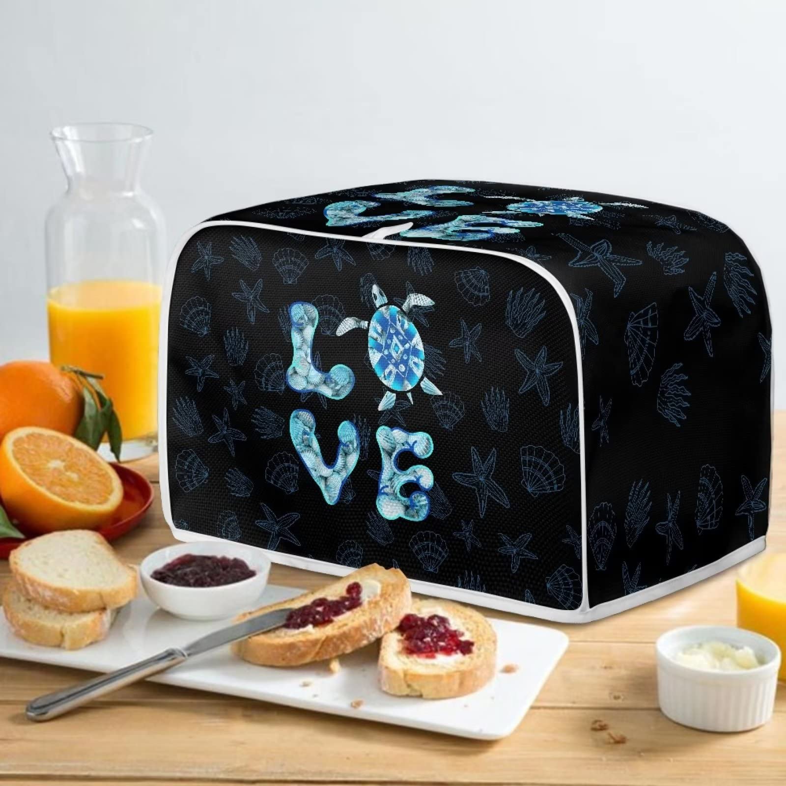 YEXIATODO Love Turtle Toaster 4 Slice Kitchen Small Appliance Cover with Handle Fits for Most Standard Long Slot Toasters Kitchen Aid Cover Home Kitchen Decor