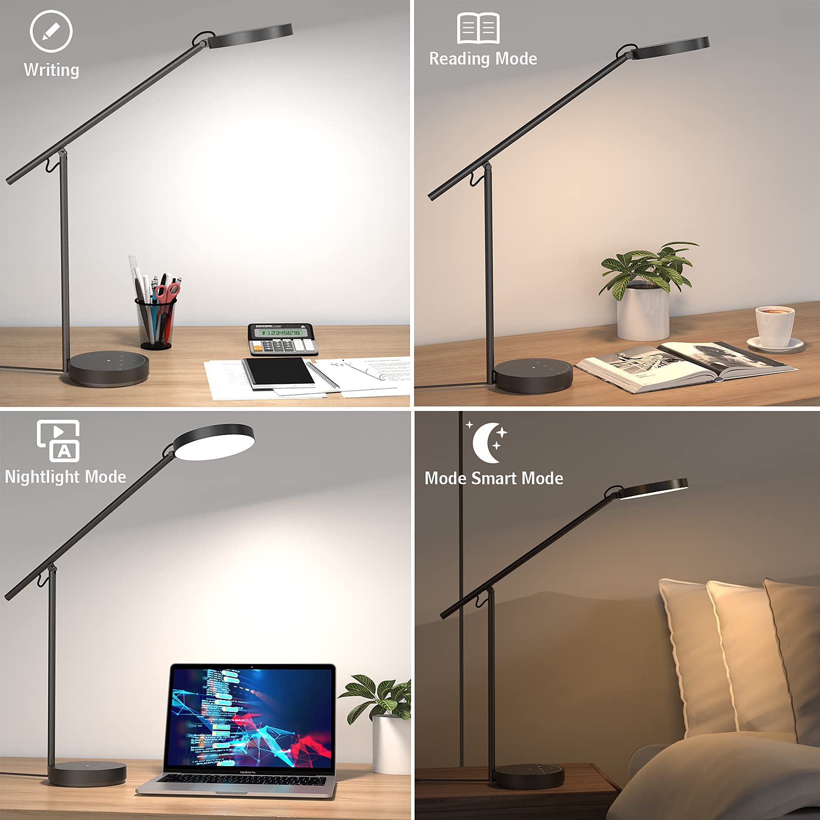 BEYONDOP LED Desk Lamp, Eye-Caring Desk Lamps for Home Office,1000Lum Super Bright Dimmable Brightness Desk Light with Night Light & Auto Timer,Table lamp for Reading,Studying,Working