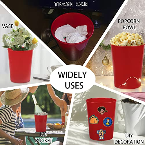 12 Pack Ice Buckets for Parties, Plastic Wine Cooler for Champagne, Beverage, Soda and Beer, Classic Wine Bottle Chiller for Wedding, Versatile Buckets as Vase, Flower Pot or Trash Bin, Red