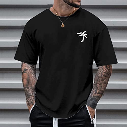 Oversized Tshirts Shirts for Men Shirts for Men Breathable Crew Neck Printed Summer Lightweight Relaxed Fit Tees True Comfort Stylish Tops Stay Cool Shirts Men Black-c