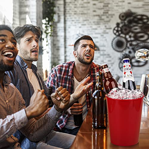 12 Pack Ice Buckets for Parties, Plastic Wine Cooler for Champagne, Beverage, Soda and Beer, Classic Wine Bottle Chiller for Wedding, Versatile Buckets as Vase, Flower Pot or Trash Bin, Red