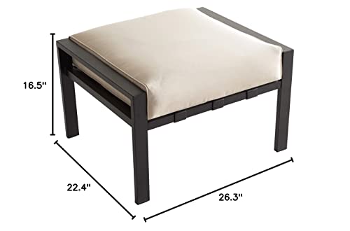 LOKATSE HOME Outdoor Ottoman Patio Footstool Small Seat Furniture with Soft Thick Cushion for Garden Yard Deck Poolside, Beige