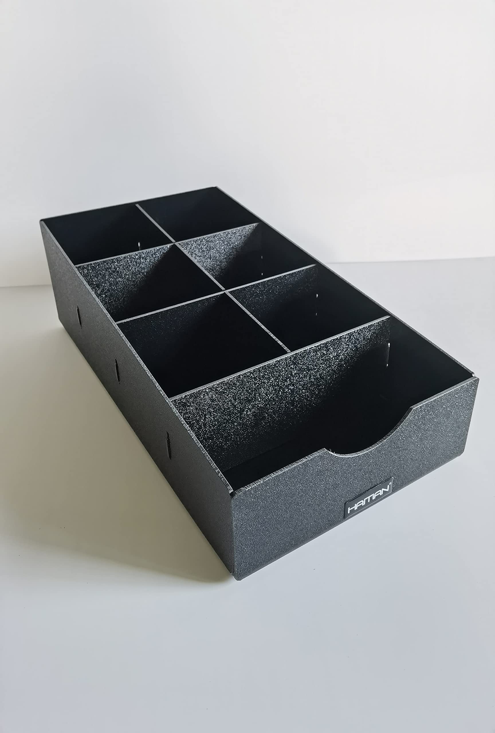 HAITIAN Coffee Condiment Organizer Cup Holder 7 Compartments for Store, Office and Home use, Handmade of 3mm ABS Sheet, Color Black