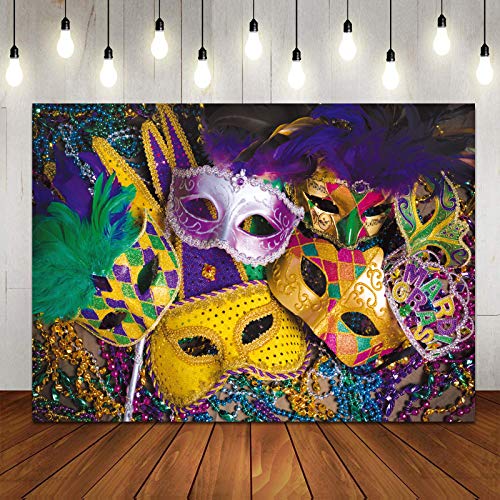 LTLYH 7X5ft Venetian Mardi Gras Backdrop Carnival Masquerade Photography Backgrounds Mask Colorful Backdrop Party Decoration Banner Studio Props 128…