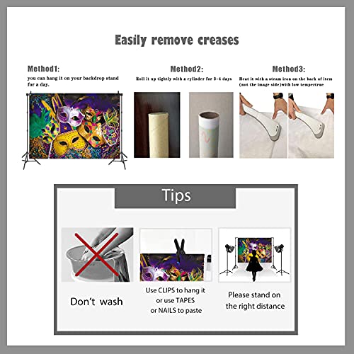 LTLYH 7X5ft Venetian Mardi Gras Backdrop Carnival Masquerade Photography Backgrounds Mask Colorful Backdrop Party Decoration Banner Studio Props 128…