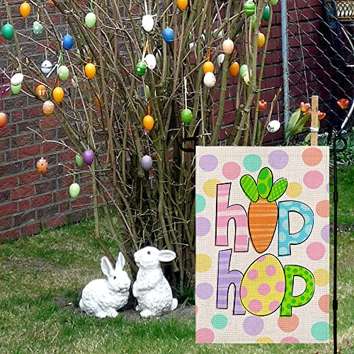 Easter Garden Flag, 12 x 18 Inch Easter Egg Flags Vertical Double Sided Burlap for Your Home Yard Outdoor Farmhouse Easter Decoration DF026