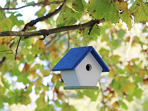 HomePro Garden Hanging Wren House: Brilliant Blue and Green Poly Lumber Bird House