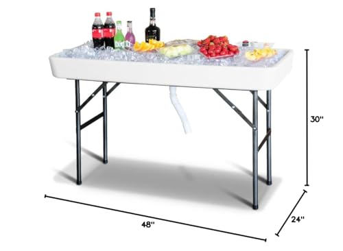 Ontario Furniture Ice Table | Fill 'n Chill Table with Drain | 4 Foot (48" x 24") Folding Ice Cooler Table with 3.5" Depth