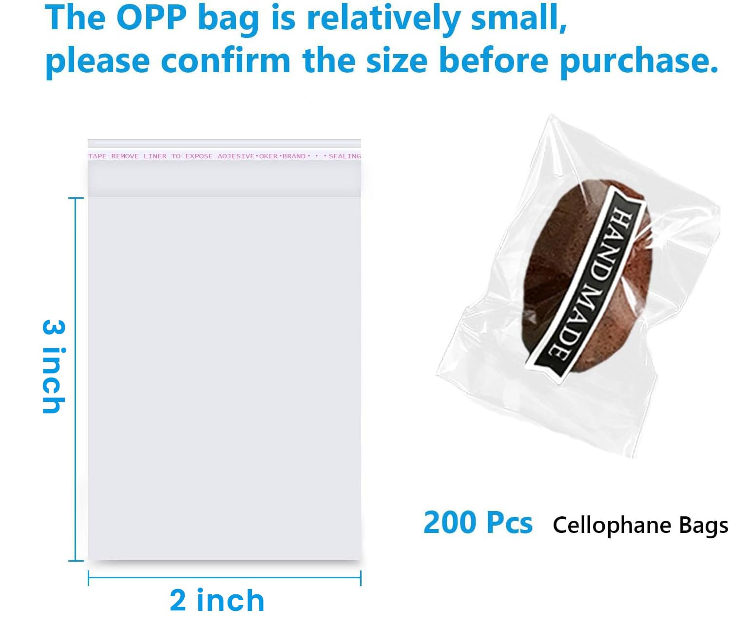 Easytle Approx 203 Pcs 6 cm Clear Resealable Cellophane Cello Bags Resealable Adhesive on Flap Self Sealing OPP Tiny Clear Bags Self Seal Clear Plastic Poly Bags for Jewelry Candies Cookies Decorative