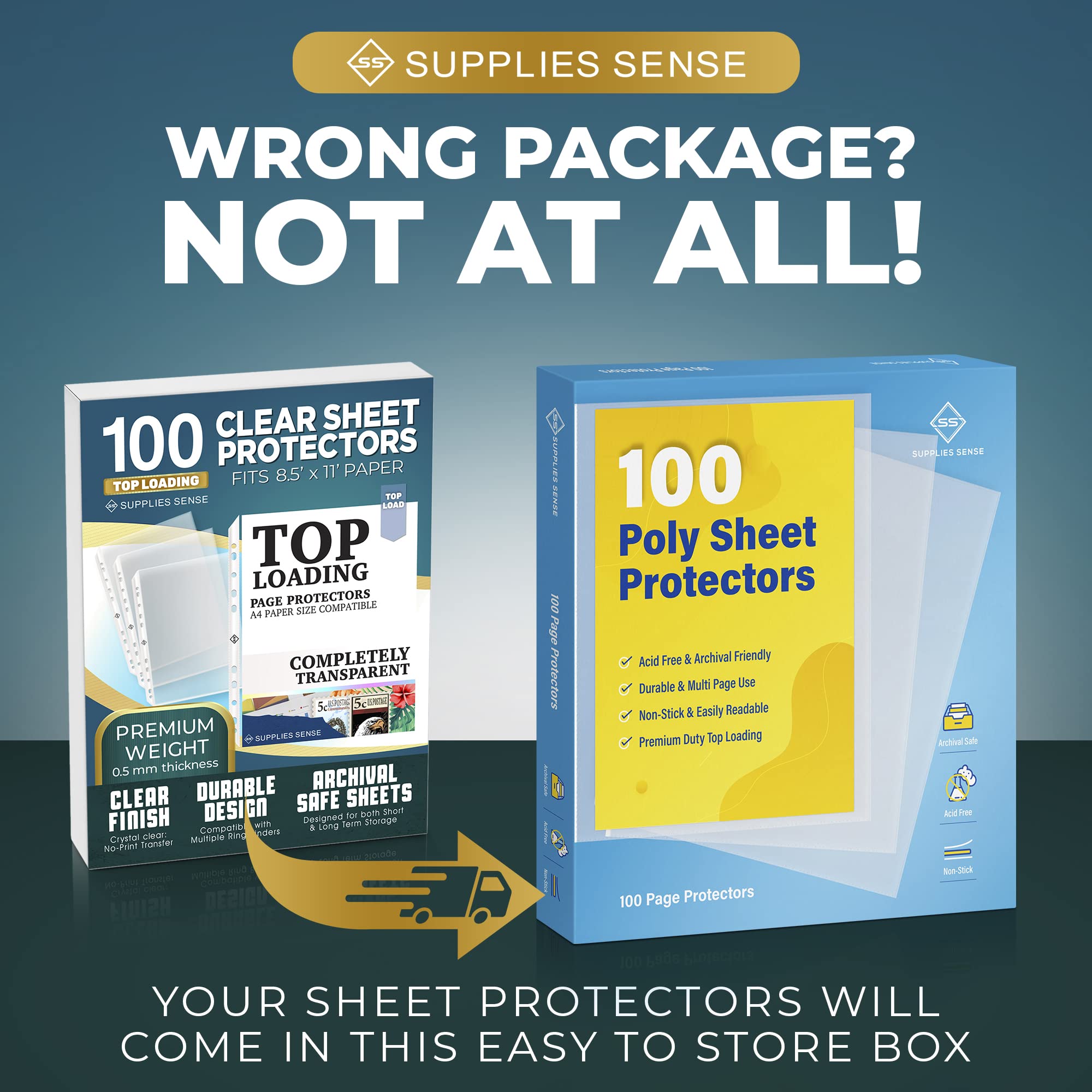 Sheet Protectors for 3 Ring Binder - 100 Premium Clear Plastic Page Protectors for 3 Ring Binder - Sleeves 8.5 x 11 for Paper & Documents