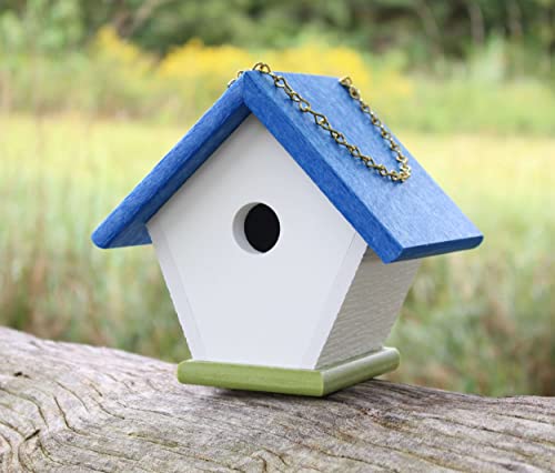 HomePro Garden Hanging Wren House: Brilliant Blue and Green Poly Lumber Bird House