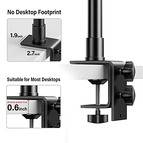 Dazzne 2-Pack Camera Desk Mount Stand with 1/4" Ball Head and Cold Shoe Mount Adapter,12.9-22" Tabletop Mounts Stand, Adjustable Aluminum Desktop Light Stand, for DSLR Camera, Ring Light, Video Light