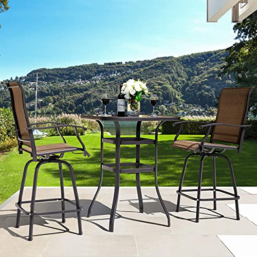 Avestar Nuu Garden Patio Bar Table, 32 Inch Outdoor Bar Height Bistro Table with Tempered Glass Table Top and Metal Frame, Suitable for Patio, Back, Yard, Cafes, Bistro, Black