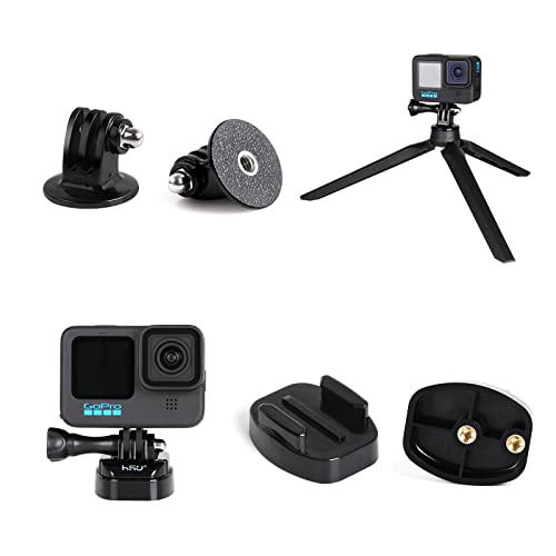 HSU Basic Adapter Grab Bag for GoPro, Including Quick Release Buckle Mount, J-Hook Buckle Mount, 3-Way Pivot Arms, Tripod Mount, 1/4 inch 20 Mount, Curved Extension arm and Thumbscrews(13Pcs)