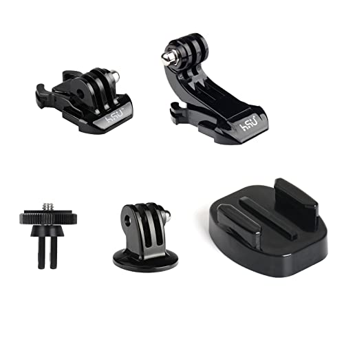 HSU Basic Adapter Grab Bag for GoPro, Including Quick Release Buckle Mount, J-Hook Buckle Mount, 3-Way Pivot Arms, Tripod Mount, 1/4 inch 20 Mount, Curved Extension arm and Thumbscrews(13Pcs)