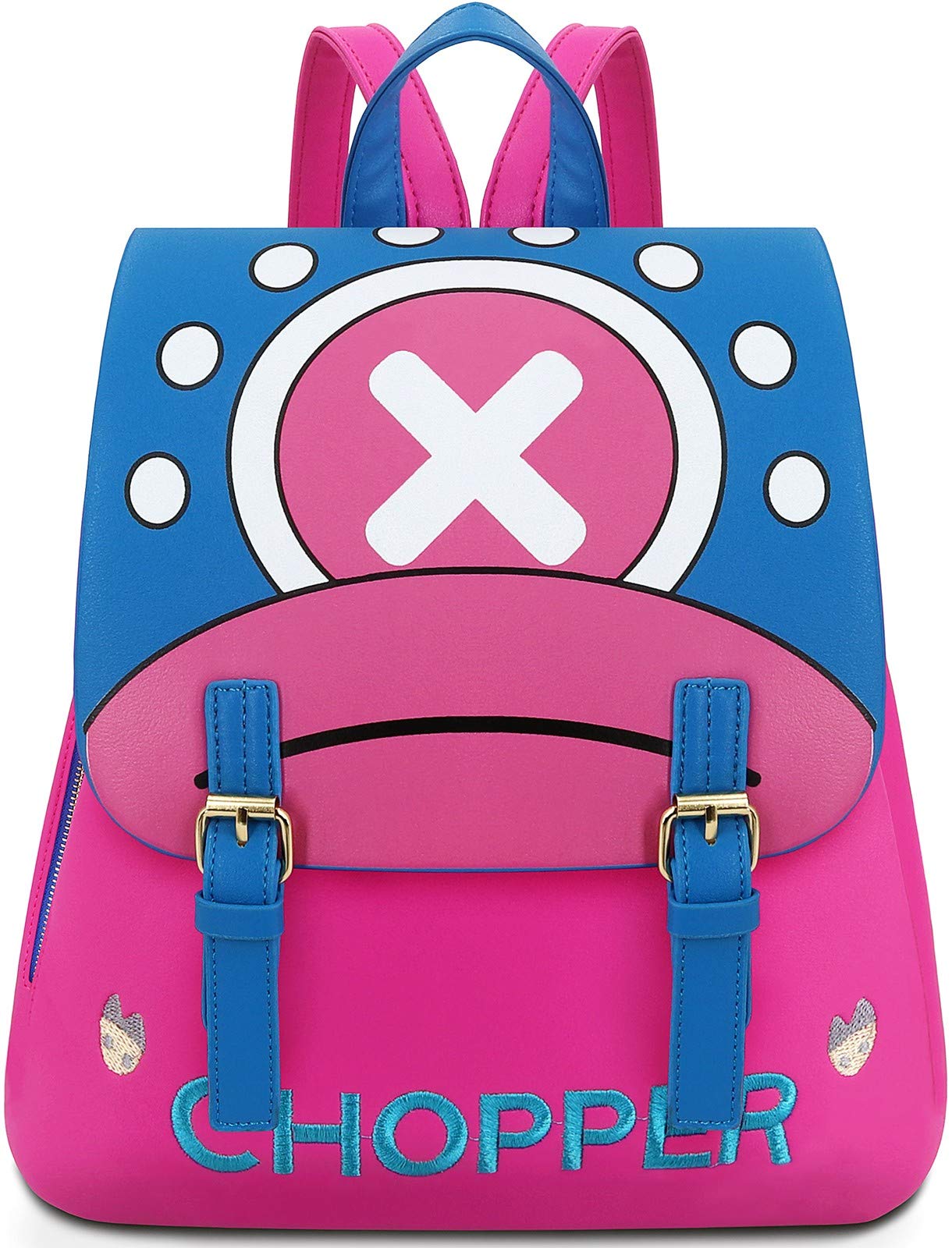 Roffatide Anime One Piece Backpack Tony Tony Chopper Women Pink Mini Synthetic Leather Flap Print Back Pack