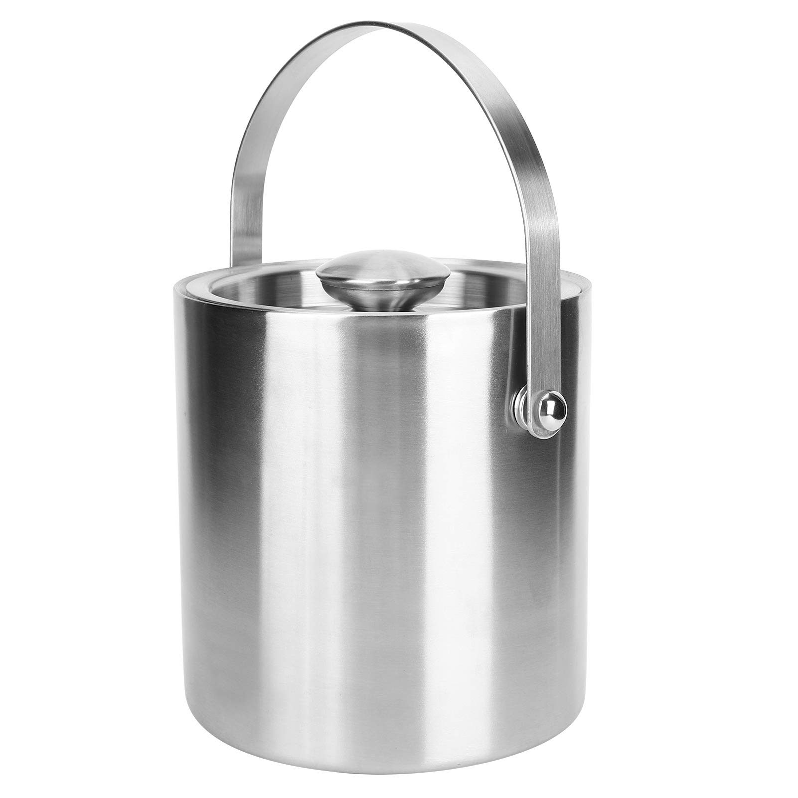Ice Buckets for Parties, 2L Stainless Steel Ice Bucket with Lid, Double Layer Insulation, Portable Insulated Ice Bucket with Lid, Bar Supplies, Ice Cooler for Party