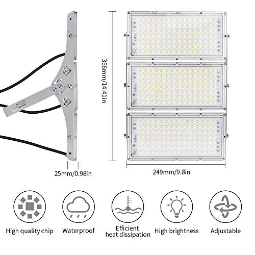 CHARON 300W LED Flood Light, 24000LM Super Bright Outdoor Security Lights with Wider Lighting Angle, 6000K Daylight White, IP66 Waterproof Outdoor Lighting for Garage, Garden, Lawn, Yard, Parking Lot