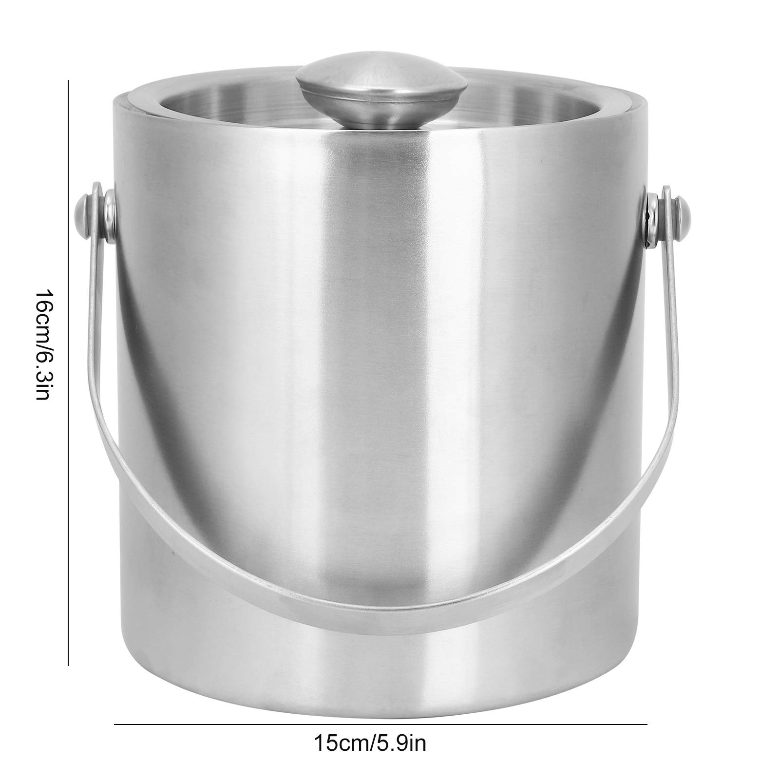 Ice Buckets for Parties, 2L Stainless Steel Ice Bucket with Lid, Double Layer Insulation, Portable Insulated Ice Bucket with Lid, Bar Supplies, Ice Cooler for Party