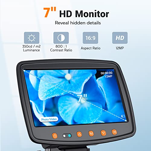 Leipan Digital Microscope with 7" LCD Screen,1500X Magnification Soldering Microscope with HDMI,Coin Microscope with 12MP Image Sensor,Windows/Mac/TV Compatible(32GB Card)