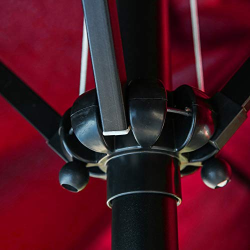 LOKATSE HOME 15 Ft Twin Patio Umbrella Double Sided Outdoor Sunshade Canopy with Crank for Garden Table Market Beach Shade Outside Deck or Pool, Red