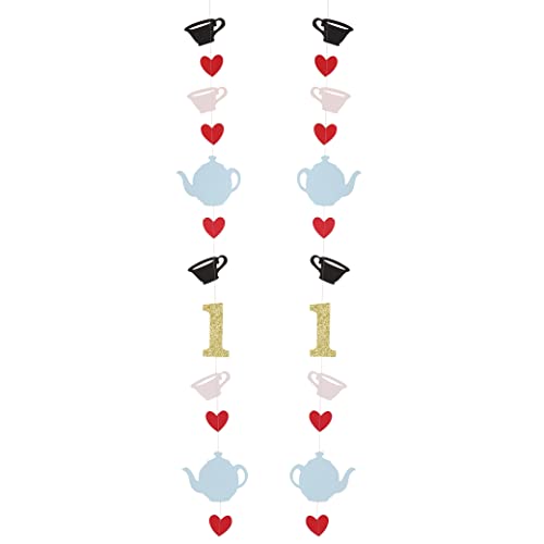Alice In Onederland Banner For Wall Decor - Tea For Two Birthday Decorations, First Birthday Photo Backdrop,blue Wonderland For 1st Birthday Party Surprise