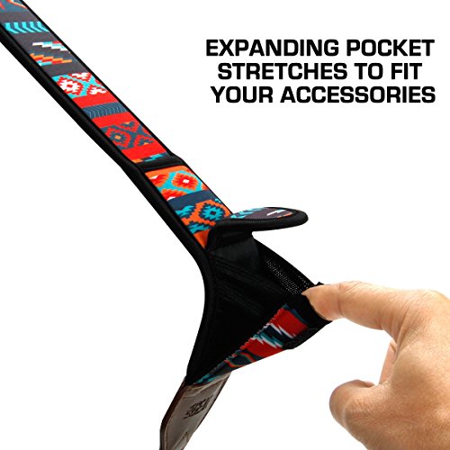 USA Gear TrueSHOT Neck Strap Neoprene Camera Straps - Padded Camera Strap, Pockets, and Quick Release Buckles - Compatible with Canon, Nikon, Sony and More DSLR and Mirrorless Cameras (Southwest)