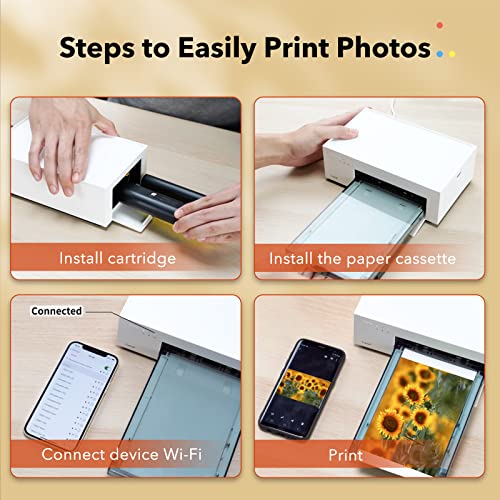 Liene 4x6'' Photo Printer, Wi-Fi Picture Printer, 20 Sheets, Full-Color Photo, Instant Photo Printer for iPhone, Android, Smartphone, Thermal dye Sublimation, Portable Photo Printer for Home Use