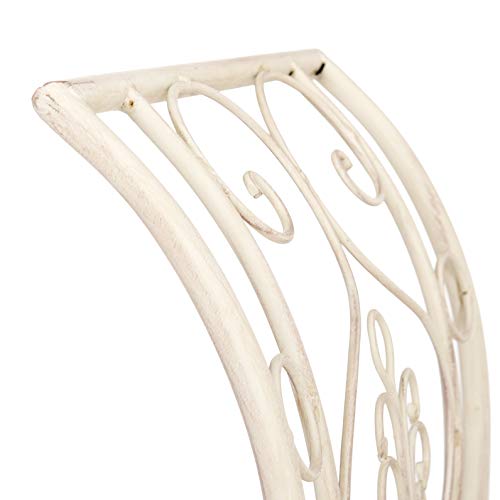 Safavieh PAT5016A Collection Arona Antique Wrought Iron 51" Outdoor Garden Bench, Distressed White