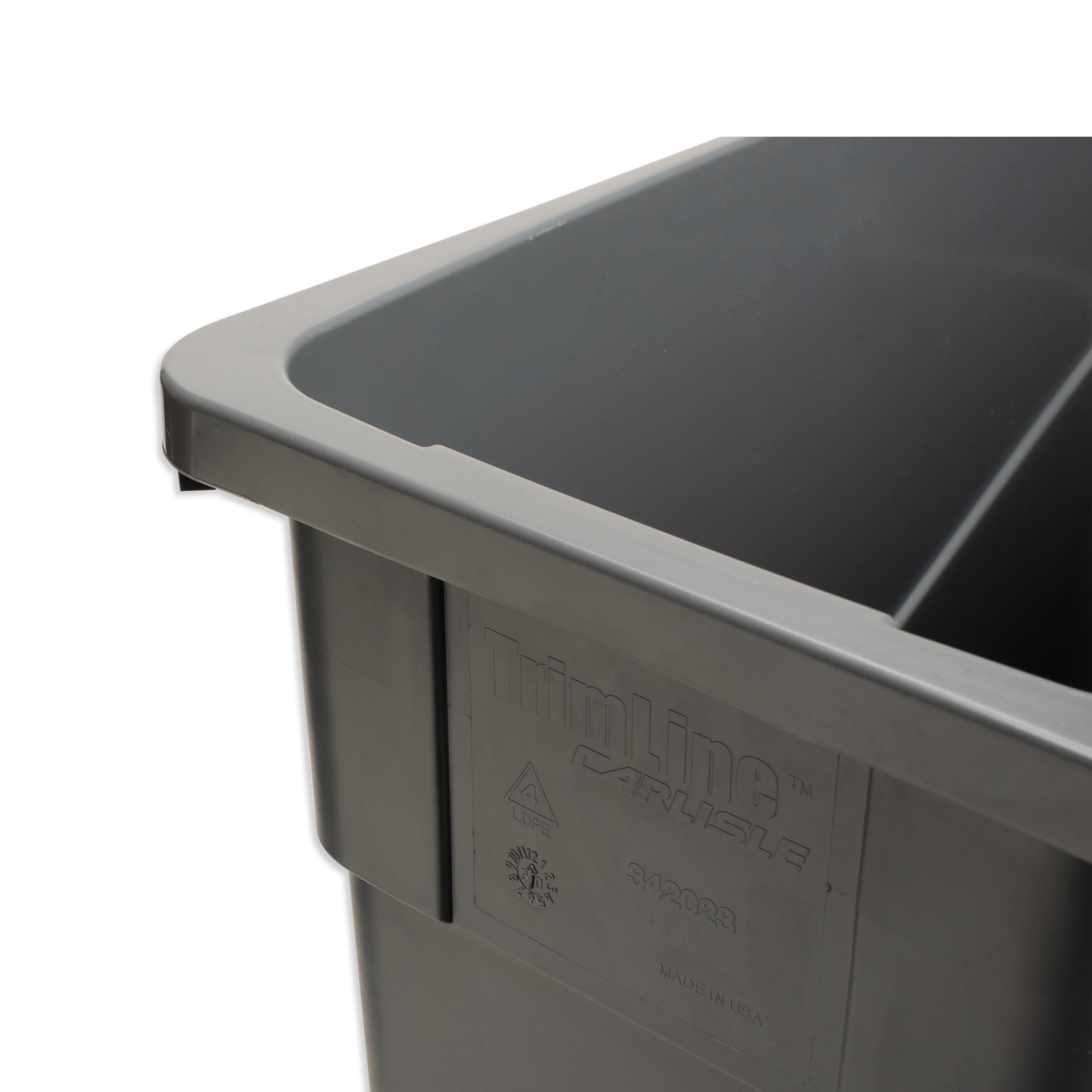 Carlisle FoodService Products 34202323 TrimLine Rectangle Waste Container Trash Can Only, 23 Gallon, Gray