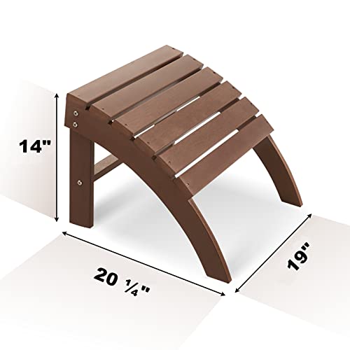 Psilvam Adirondack Ottoman, Adirondack Footstool for Adirondack Chair Weather Resistant Foot Rest for Outdoor Porch, Yard, Garden(Brown)