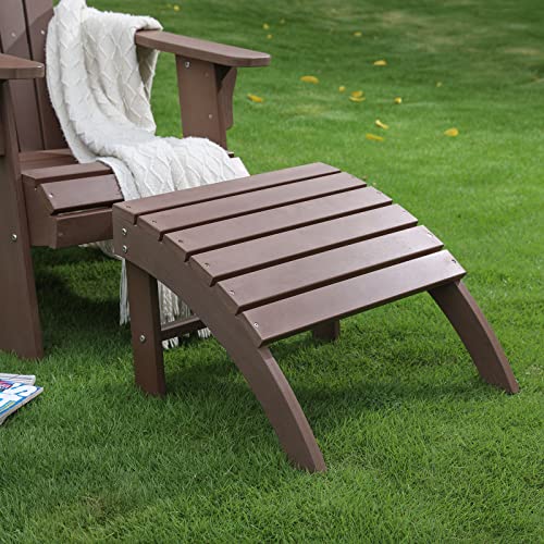 Psilvam Adirondack Ottoman, Adirondack Footstool for Adirondack Chair Weather Resistant Foot Rest for Outdoor Porch, Yard, Garden(Brown)