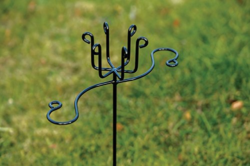 Picnic Plus Wrought Iron Wine Glass & Bottle Ground Stake Garden Stake 30" Tall Wine Bottle Holder Made in USA