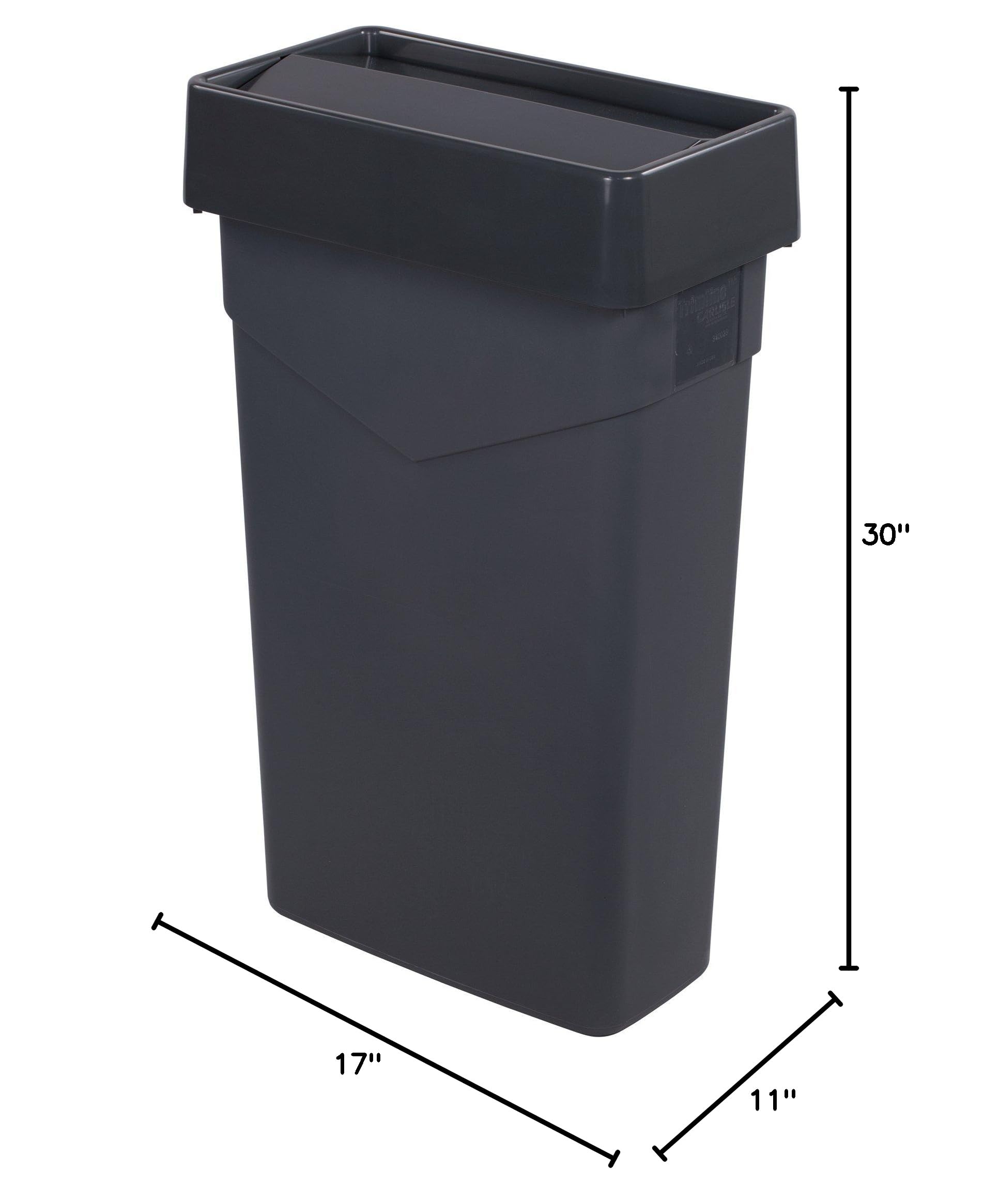 Carlisle FoodService Products 34202323 TrimLine Rectangle Waste Container Trash Can Only, 23 Gallon, Gray