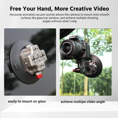 MOSHUSO Foyomont SC45 4.5" Suction Cup Mount Camera Car Mount for Video Shooting On Car Body, Boats, Windows, or Any Smooth Surface Compatible with Action Cameras, DSLR Cameras (Titanium-4.5")