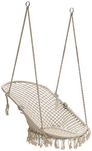 SorbusĀ® Lounge Chair Macrame Swing, 265 Pound Capacity, Perfect for Indoor/Outdoor Home, Patio, Deck, Yard, Garden (Cream)