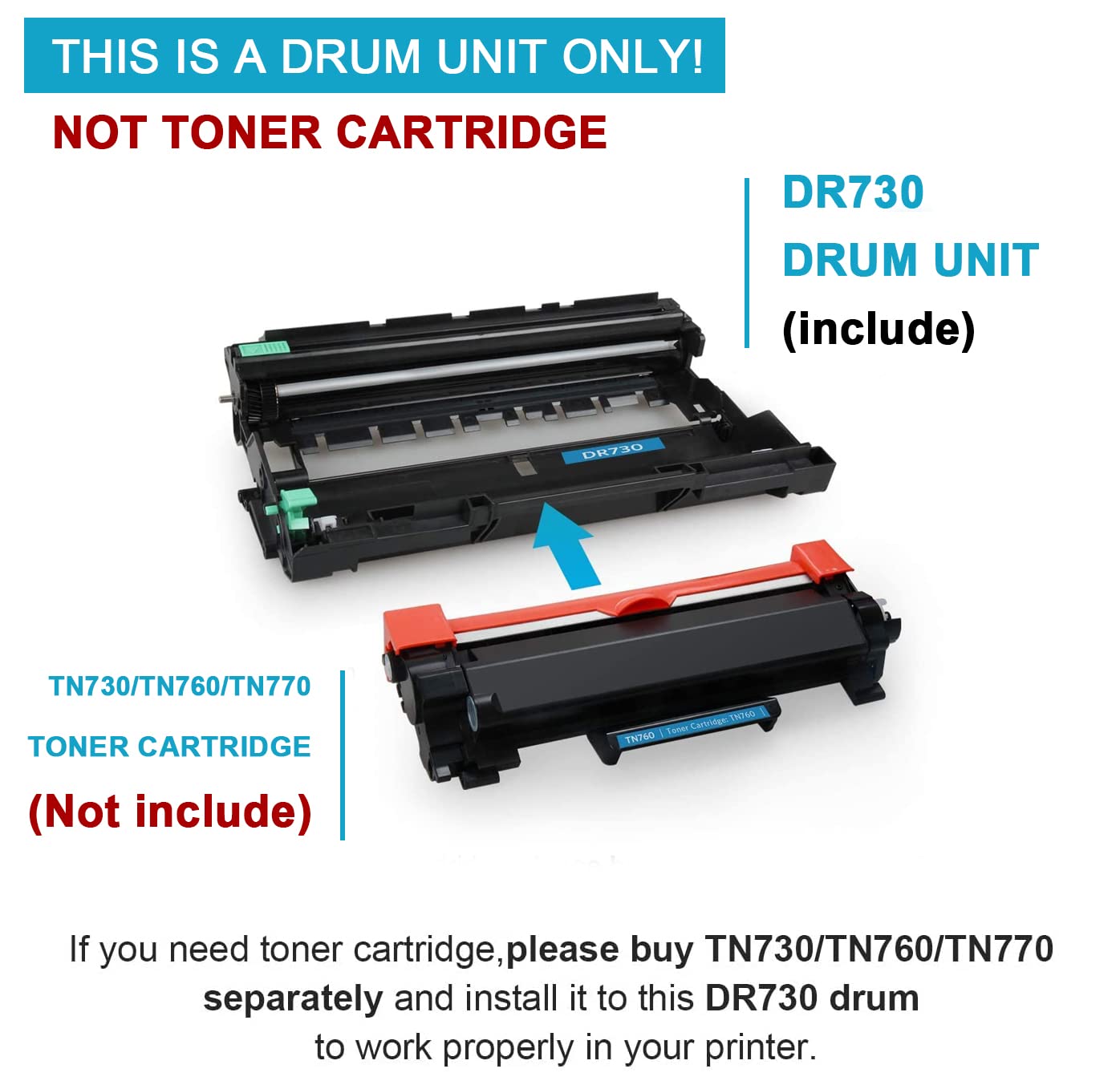 Color4work Compatible Drum Unit Brother DR730 DR-730 Imaging Drum 1-Pack, use for Brother HL-L2350DW DCP-L2550DW MFC-L2710DW MFC-L2750DW HL-L2395DW HL-L2390DW HL-L2370DW Printer
