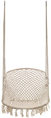 SorbusĀ® Lounge Chair Macrame Swing, 265 Pound Capacity, Perfect for Indoor/Outdoor Home, Patio, Deck, Yard, Garden (Cream)