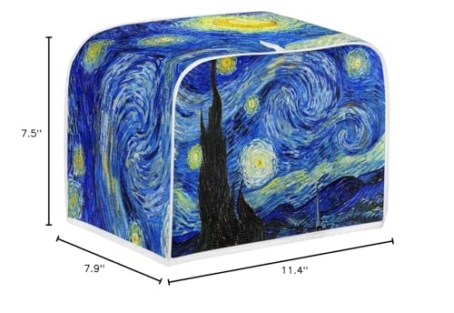 Gomyblomy Van Gogh's Starry Night 4 Slice Toaster Dust Cover Bread Toaster Oven Dustproof Cover Kitchen Bakeware Protector Dustproof Fingerprint Protection