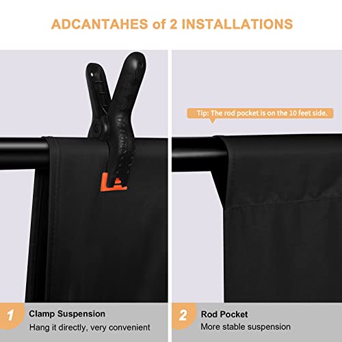 10 x 7 FT Black Backdrop Background for Photography, High Density Polyester Fabric Pure Black Photo Backdrop Curtain Screen Collapsible Seamless for Photoshoot Portraits Party Video Studio Film