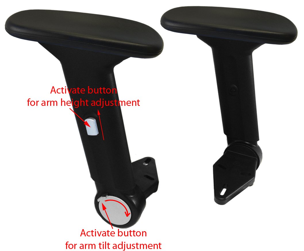 Height Adjustable Office Chair Armrest w/Arm Pads (Pair) S4761-K - Replacement Arms