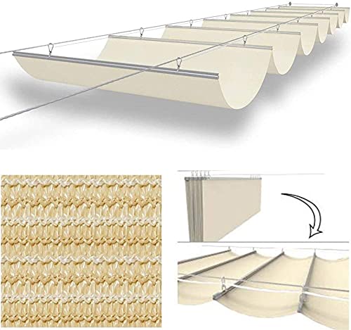 Scalable Shadow Sun Visor Kit Anti-UV Breathable Filter Easy to Install Garden Deck Terrace Telescopic Pergola Canopy(Color:Beige;Size:1.5x8m)