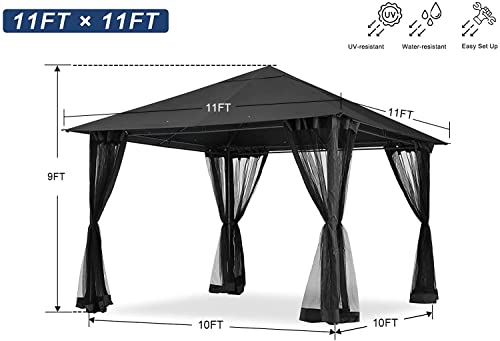 MASTERCANOPY 10x10FT Outdoor Patio Gazebo Canopy with Mosquito Netting for Lawn,Garden,Backyard and Deck(Dark Gary)